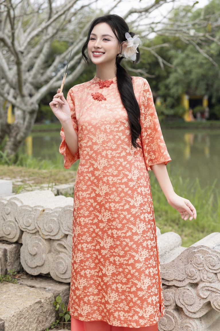 ÁO DÀI ĐÍNH NÚT TÀU – Sline Fashion
